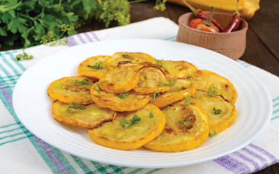 Grilled lemon and garlic courgette
